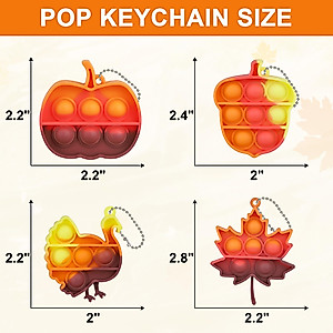 Fall Party Favors Thanksgiving Toys, 24 Pcs Mini Pop Fidget Keychain for Kids Pumpkin Turkey Sensory Toys Fall Festival Pinata Goodie Bag Stuffers Treats Classroom Prizes Gifts for Boys Girls Toddler