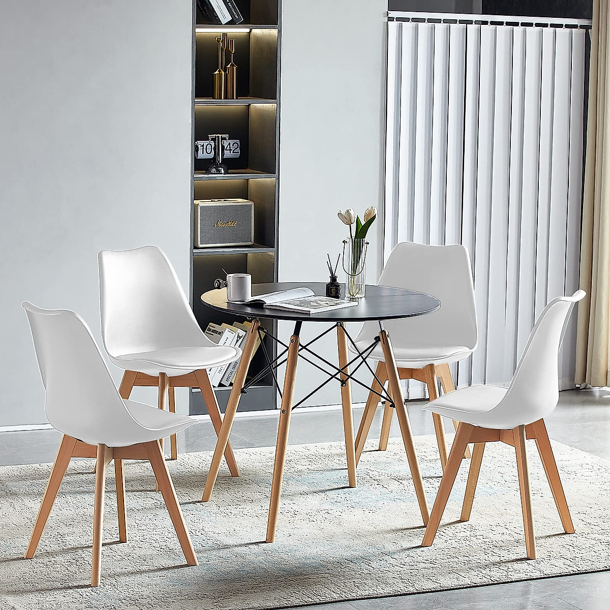 Liink1Ga Black Coffee Table 31.5''–Small,Round,Modern Dining Room Table Kitchen Table Coffee Table - for 2 to 4 People