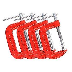 MAXPOWER 4-pieces C Clamps Set, 3-inch C Clamps, Up To 3-Inch Jaw Opening, 2-Inch Throat Depth