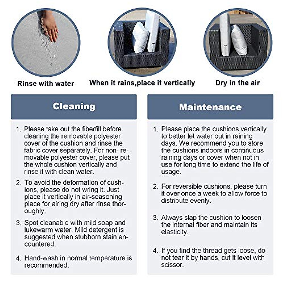 SewKer Outdoor/Indoor 24Lx24W Chair Cushion Set, All Weather Spring/Summer Deep Seat Patio Furniture Replacement Cushions Set(Back and seat) - TAN