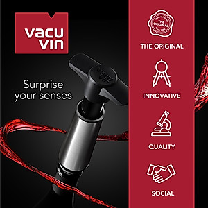Vacu Vin Wine Saver Pump with Vacuum Bottle Stoppers (Black)