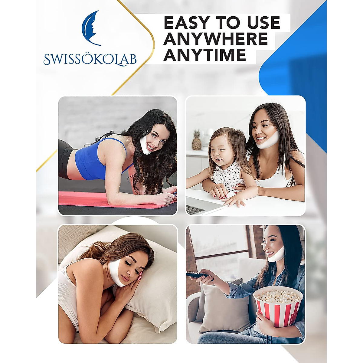 SWISSÖKOLAB Double Chin Reducer V Line Lifting Mask Face Slimming Strap Chin Neck V Shaped Lift Tape Chin Up Patch V Up Contour Tightening Firming