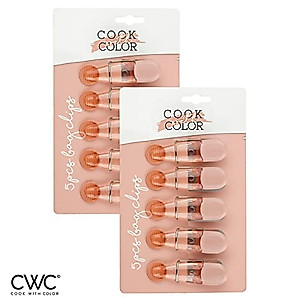 Cook with Color 10 Pc Chip Bag Clips with Magnet, Food Clips, Chip Clips, Bag Clips for Food Storage with Air Tight Seal Grip for Bread Bags, Snack Bags and Food Bags - (Pink)