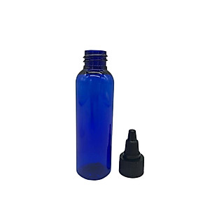 Natural Farms 2 oz Blue Cosmo Plastic Bottles -12 Pack Empty Bottle Refillable - BPA Free - Essential Oils - Aromatherapy | Black Twist Top Cap - Made in the USA