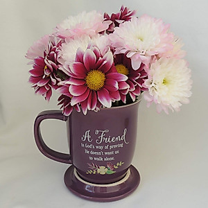 Cathedral Art Abbey Gift (Abbey & CA Gift) 14oz Purple Floral Friend Mug with Matching Coaster