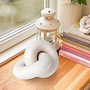 OFIDELITY Wood Knot Decor, 2-Link Wood Chain Link Decor, Farmhouse Rustic Home Decor, Hand Carved Boho Wood Modern Home Decorations for Living Room, Farmhouse Coffee Table Shelf Decor