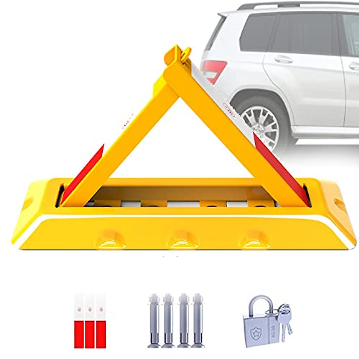 SKIHOT Private Car Parking Latch Space Lock,Manual Parking Space Lock,Manual Parking Blocker,Lockable Parking Barrier,Heavy Duty Parking Security Bollards,60cm