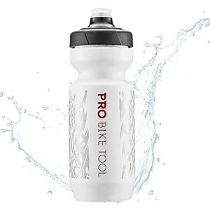 PRO BIKE TOOL Bike Water Bottle 550 ml 19 oz -for All Fitness and Cycling - Soft Silicone Mouthpiece – Fast Flow Valve - Easy Squeeze Bidon (White)