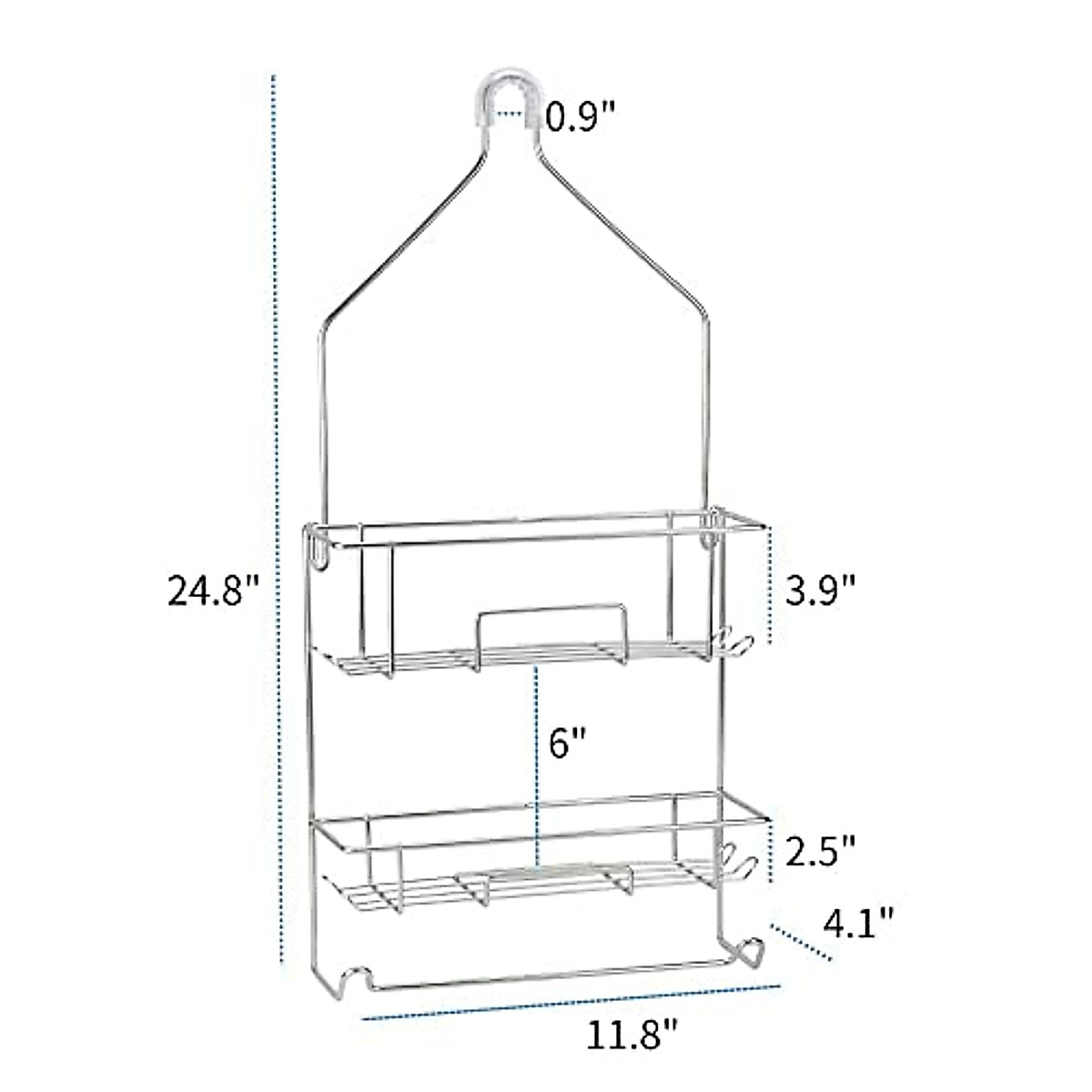 Shower Caddy over Shower Head Hanging Shower Organizer Rust Proof with 10 Razor Hooks Bathroom Shampoo Holder with Towel Rack Shower Storage Shelf-Chrome-Stainless Steel