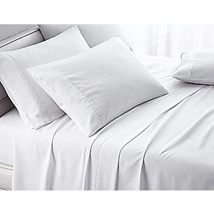 Impression by Home Collection 6 Piece Hotel Luxury Soft Cotton Premium Bed Sheets Set, Deep Pockets, Bedding Set White Solid, King/Standard - 76" x 80" Fits Mattress Upto 30-35 inches 600-TC