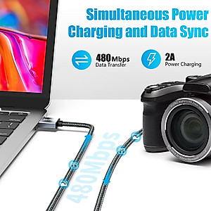 Meokse Mini USB Cable 20FT/6M Portable USB 2.0 Type A to Mini B High Speed Data Charging Cable Compatible with Hero HD, Cell Phones, MP3 Players, Dash Cams, Digital Cameras, Dash Cams