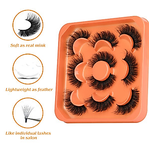Mink Lashes Fluffy False Eyelashes 3D Full Volume 18mm Thick Fake Lashes Natural Look Like Eyelash Extensions 5 Pairs Lash by Winifred