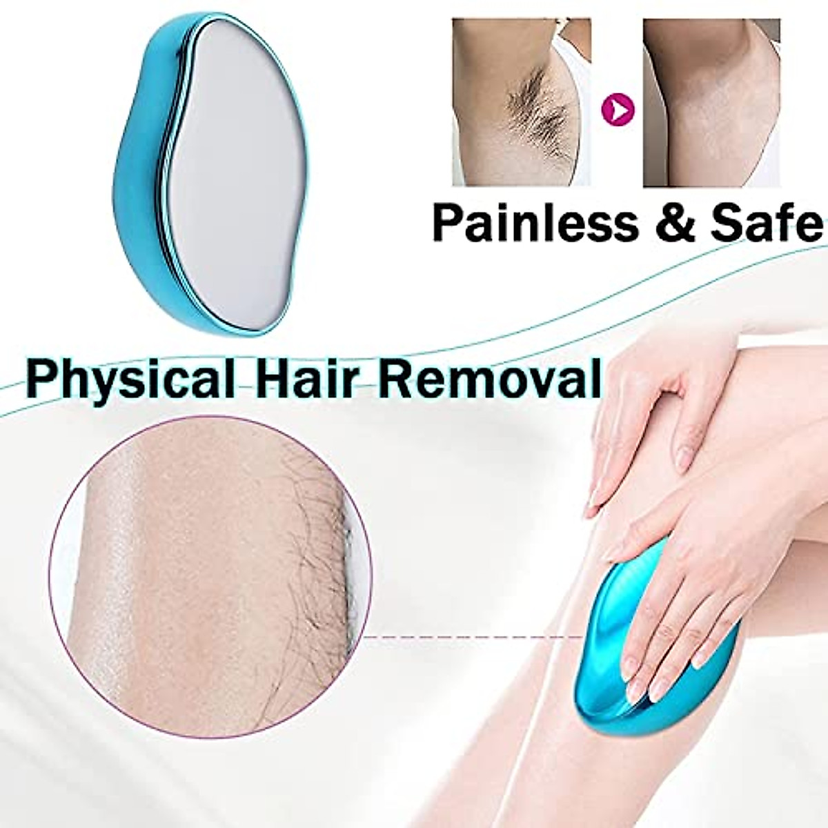 Bleam Crystal Hair Eraser, ANTAND Hair Removal Device 3rd Gen 2023 Magic Painless Exfoliation Hair Remover Tool for Women Men Leg Arm Back, Eco-Friendly Reusable Hair Eraser for Soft Smooth Skin