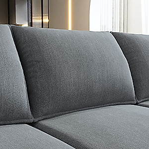 HONBAY Modern Modular Sectional Sofa Sleeper Couch Living Room U Shape Sofa Couch with Ottoman Set, Full Size Sectional Sofa Bed for Small Space, Bluish Grey