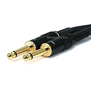 Monoprice Premier Series 1/4 Inch (TS) Male to Male Audio Cable Cord - 6 Feet- Black 16AWG (Gold Plated)
