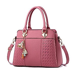 Women Purses Satchel Handbags Ladies Designer Top Handle Tote Bag PU Leather Bag Pink