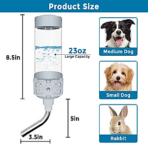 Vannon Top Fill Dog Water Bottle for Crate, Dog Water Dispenser for Cage, Pet Auto Feeding Water Bottle for Dogs & Rabbits, Leakproof, BPA Free, 23oz, [2023 New Upgraded]