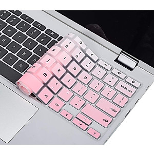 Keyboard Cover Skin for Lenovo Chromebook Flex 3 11"/IdeaPad 3 Chromebook 11.6 / Spin X360 Chromebook/Chromebook Flex 5 5i 13 / Chromebook C330 C340 100e 300e 500e 11.6, Ombre Pink