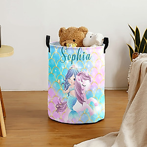 Custom Laundry Basket Name Pattern Laundry Basket Personalized Collapsible Laundry Hamper with Name Dirty Clothes Storage Basket with Handles (Multi37)