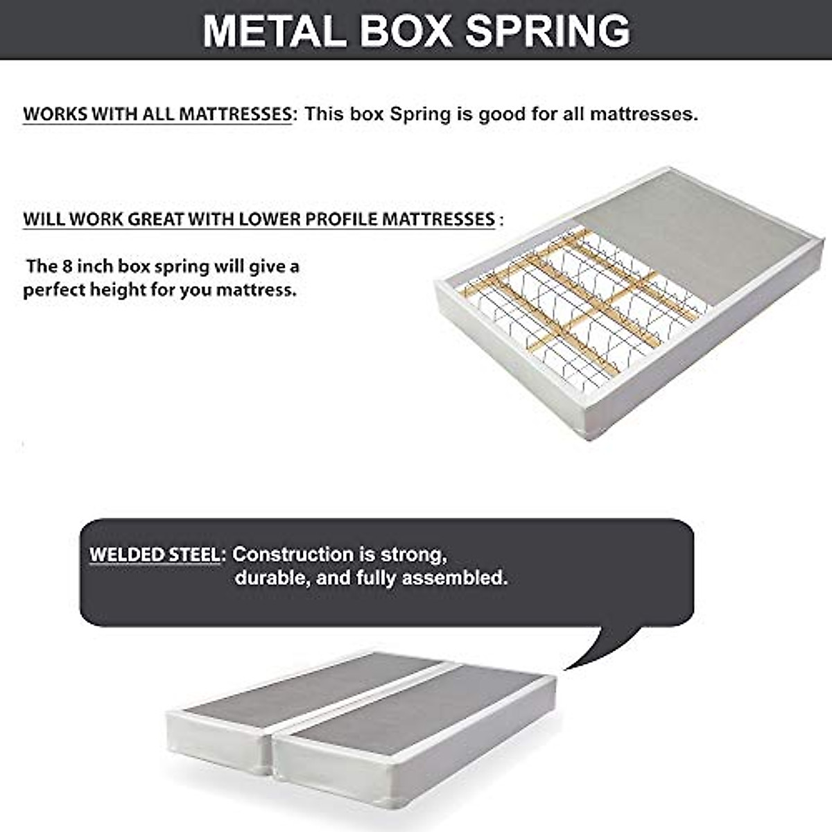 Spring Air Fully, 5" Assembled Semi Flex Box Spring for Mattress, King Size, Colletion