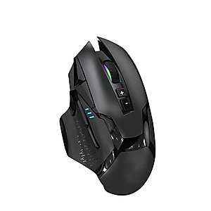 NYIEFADA Wireless Bluetooth Mouse for Laptop Thumb Rest Ergonomic - 4000DPI Rechargeable 10 Buttons/Shortcuts USB-C RGB Silence, Right Hand up for 3 Devices for Laptop Mac PC