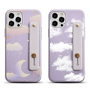 KAPUCTW 2 Pack for Oppo Realme 7 Pro 4G case with Wrist Strap, Cute Clouds Print Pattern Wristband Holder Phone Case Soft Silicone TPU Bumper Shockproof Protective Cover for Realme 7 Pro 6.4 Inch