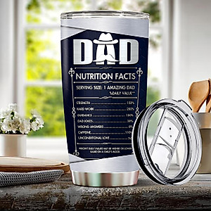 WONWIX Dad Tumbler Gifts for Daddy from Daughter Son Nutrition Facts 20oz Stainless Steel Insulated with Lid Thermos Coffee Cup Travel Drinking Mug Christmas Birthday Retirement Gift Fathers Day