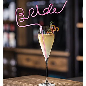 JRAINYE 8 Pcs Bride Straws for Bachelorette Party, Pink Plastic Drinking Straw Crazy Sipping Bridal Shower Decorations to Be Gift Party Supplies Wedding Girls Night Out, White