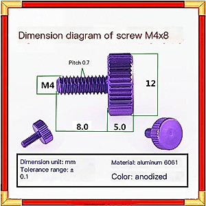 GUSTYT Screw M4x8mm Aluminum Alloy Iron Man Assembly Color Computer Case Side Panel Cover Screw Thumb Screws (Color : Portuguese Purple)