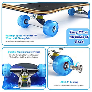 Easy_Way Complete Skateboards- Standard Skateboards for Beginners Kids Boys Girls Teenager- 31''x 8''Canadian Maple Cruiser Pro Skate Board, Skateboards (Deer)