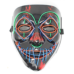 JOYIN Halloween LED Scary Mask Light Up LED Mask Cool Costume Accessories, Glow in the Dark Halloween Clown Mask for Kids Halloween Cosplay Costume Party Dress Up