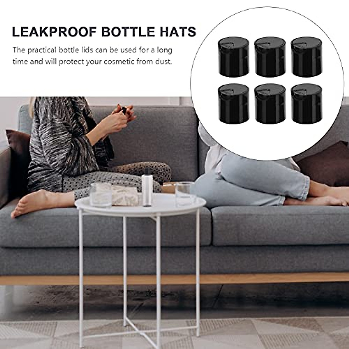 FOMIYES Makeup Water Bottle Cover 6pcs Disc Top Closure Black Press Caps Replacement Cap Dispensing Press Cap Bottle Closure for Squeeze Bottles Shampoo Bottle Dispensing Cap