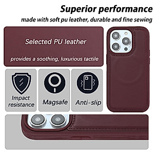 Ｈａｖａｙａ for iPhone 14 pro max Phone case Wallet for Women iPhone 14 pro max Wallet case Magsafe Compatible with Card Holder flip Folio Detachable Magnetic Leather Phone Cover-Wine Red