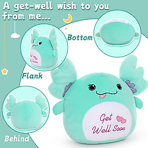 MaoGoLan Get Well Soon Axolotl Stuffed Animal Throw Pillow-18in Giant Ultra Soft Thing of You Axolotl Plush,Feeling Better Sweet Red Heart Hug Gift for Women,Men,Kids,Children