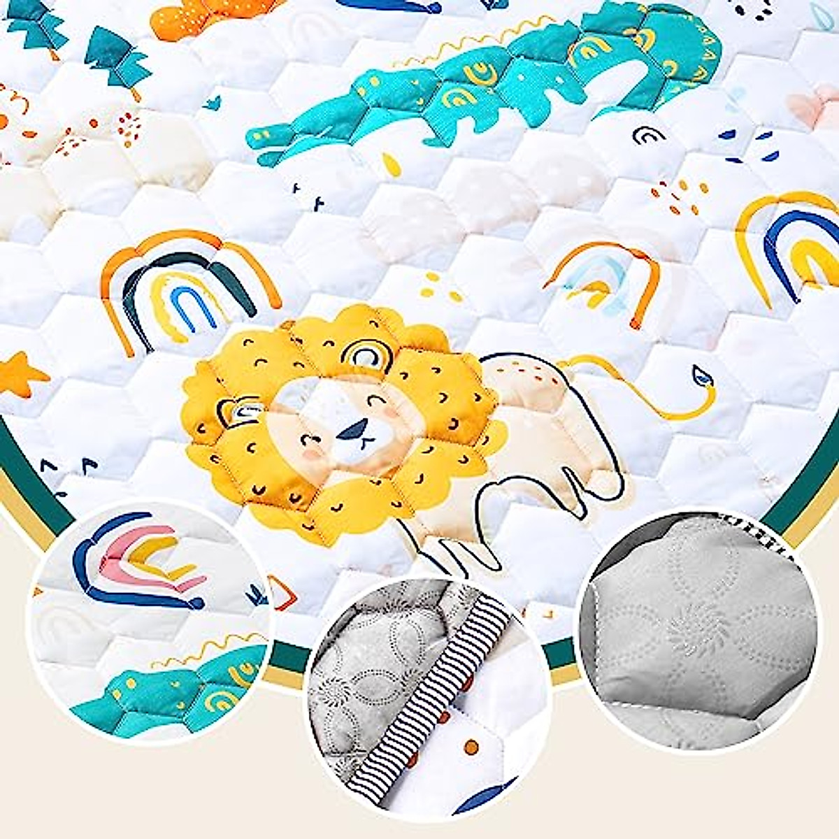 Entserk Portable Baby Play Mat 43" X 43,One-Piece Washable Crawling Mat,Non-Slip Foldable Playpen Mat for Kids,Baby Playmat Floor Mat for Infants, Babies, Toddlers, Forest Party