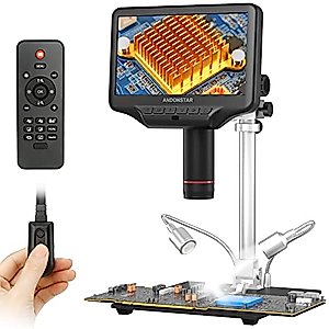Andonstar AD407 Pro 3D HDMI Soldering Digital Microscope, 4MP 2160P UHD Video Record, 7 inch Adjustable LCD Screen USB Video Electronic Microscopes for Repairing, Circuit Board, SMT SMD DIY