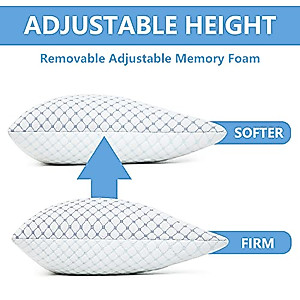 KHHMNB (2023 Upgrade) Side Sleeper Pillow for Neck and Shoulder Pain, Cooling Pillow with Two Sides of Specially Designed-One Side Ice Silk, One Side Rayon, Queen Size Set of 2