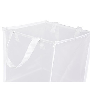 BIRDROCK HOME Pop-Up Magic Hamper - Collapsible Mesh Laundry Hamper - Square - Carry Handles - Dirty Laundry Sorter Mesh Basket - White