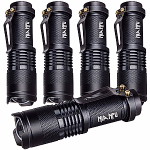 5 Pack SK-68 3 Modes Handheld Mini Cree Q5 LED Flashlight Torch Tactical Lamp 7w 300lm Adjustable Focus Zoomable Light