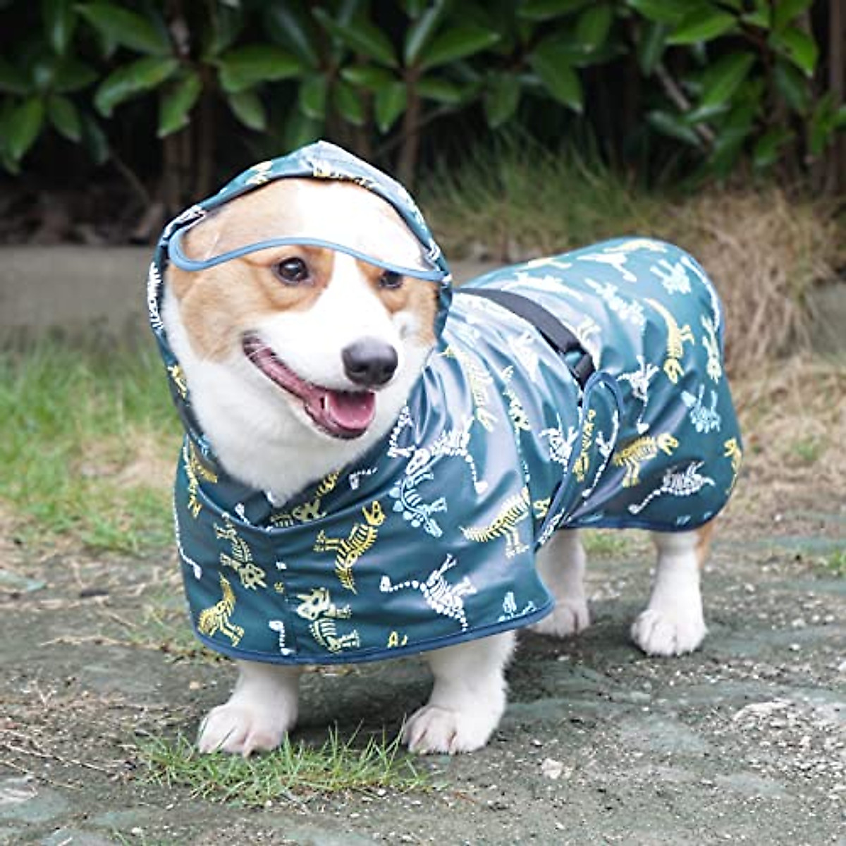 Waterproof Dog Raincoat, Adjustable Reflective Dog Rain Coat with Hoodie, Lightweight Dog Rain Jacket Dog Poncho Slicker with Leash Hole for Small Medium Large Dogs (Large, Green)