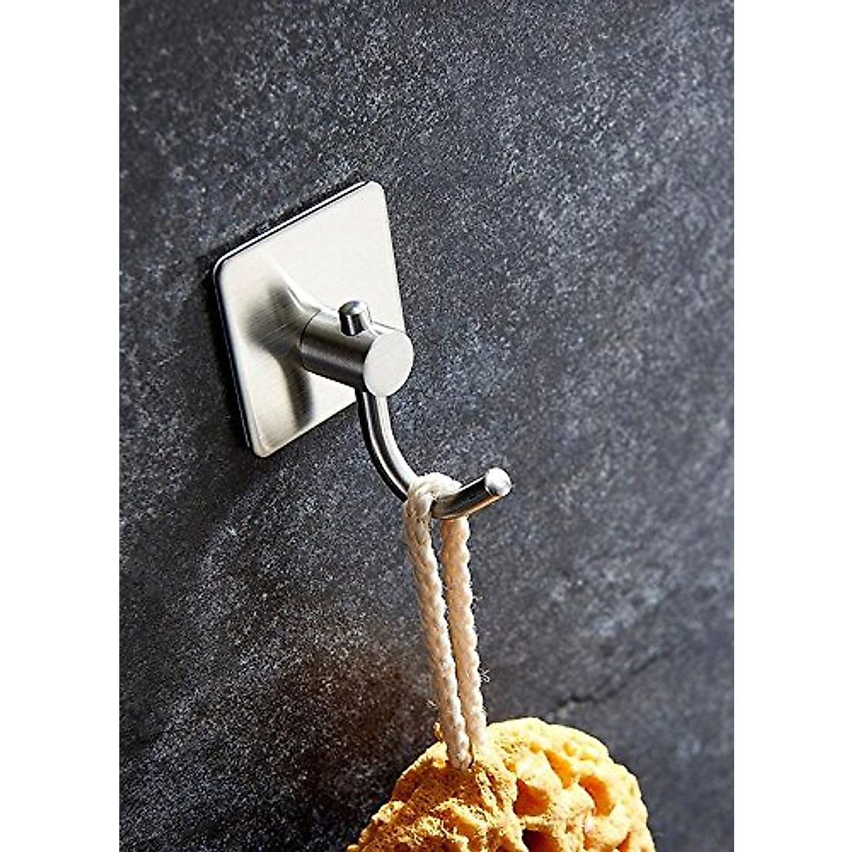 TOGU Self Adhesive Hooks Heavy Duty Bathroom Hooks/Towel Hooks/Coat&Robe Hooks/Wall Hooks Nail-Free Waterproof for Hanging Keys Hats Towel Coats,Brushed Stainless Steel Finish,4 Pack