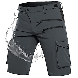 Wespornow Men's-Hiking-Shorts Tactical Shorts Lightweight-Quick-Dry-Outdoor-Cargo-Casual-Shorts for Hiking Cycling (Dark Grey,L)