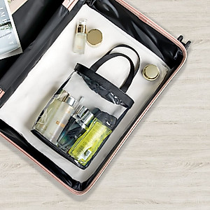 Clear Toiletry Bag, Travel Toiletry Bag for Women, TSA Approved Toiletry Bag, Waterproof Clear Makeup Bag Cosmetic Pouch, Transparent Makeup Organizer, Carry on Airport Airline Compliant