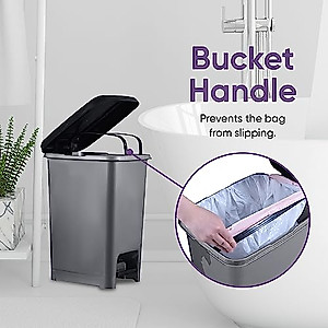 Superio Small 2.5 Gallon Plastic Trash Can with Swing Top Lid, Waste Bin for Under Desk, Office, Bedroom, Bathroom- 10 Qt, Beige/Brown (Grey/Black, Step On)