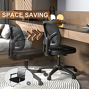 TTD TIANTIANDA Armless Mesh Back Office Computer Desk Chair with Adjustable Height Lumber Support for Adult, Black