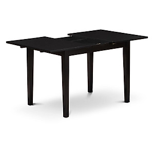 East West Furniture Norfolk Kitchen Rectangle Dining Table Top with Butterfly Leaf, 32x54 Inch, Nft-blk-t