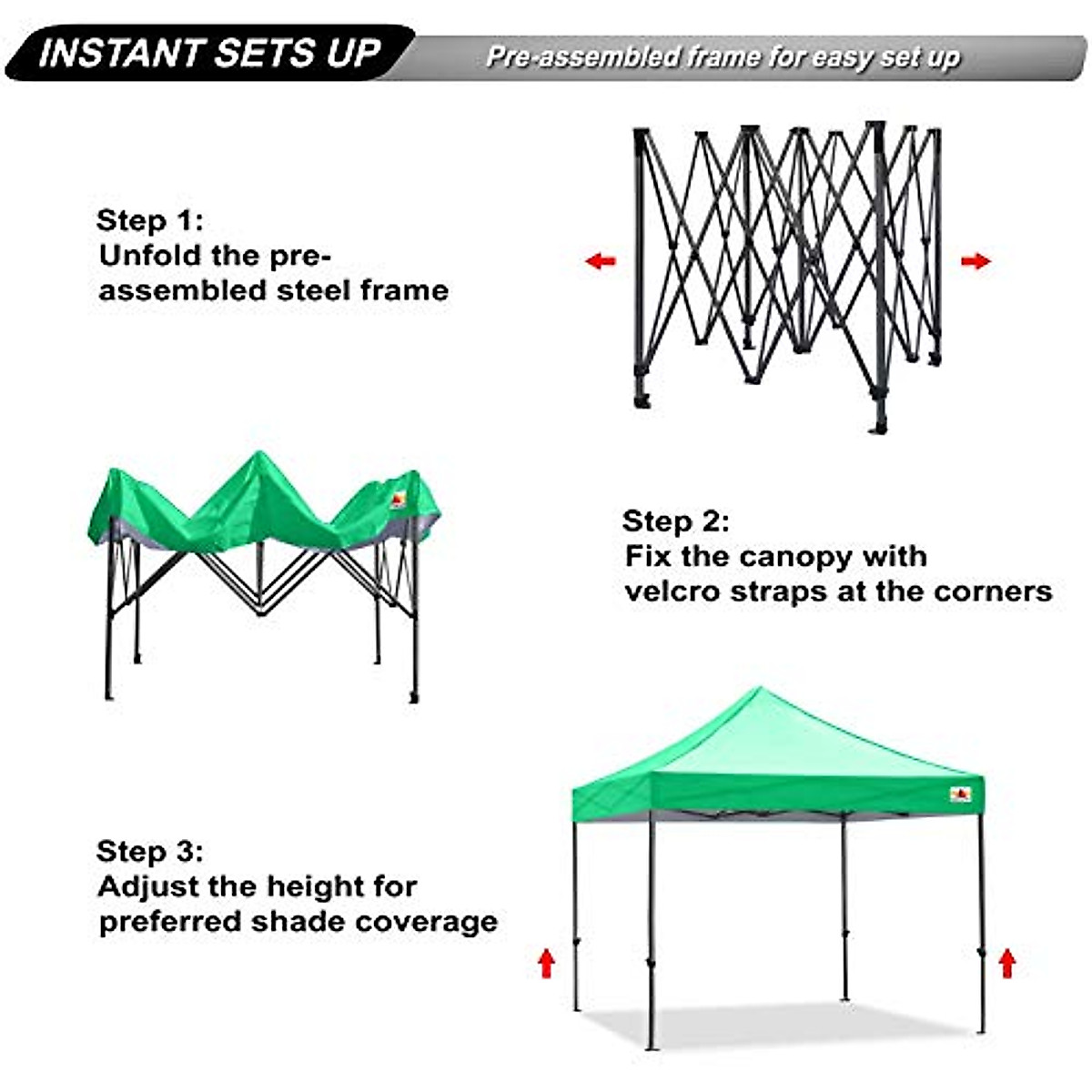 ABCCANOPY Patio Pop Up Canopy Tent 10x10 Commercial-Series (Kelly Green)