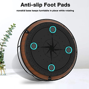 Lazy Susan Turntable Organizer with Anti-slip Mat for Cabinet Pantry Kitchen Countertop Refrigerator Office, Pine Wood, 10", Brown