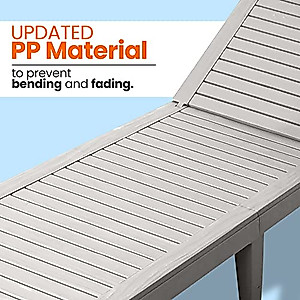 SereneLifeHome Adjustable Outdoor Patio Chaise Lounge - Marine Grade Water Resistant Durable Reclining Lounger, Fire Pit with 5-Position Multi-Level Backrest Adjustment, SLLOUNG70