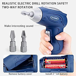 Deejoy Kids Tool Bench Toy with Realistic Tools and Electric Drill, Transformable Kids Tool Set, Toddler Tool Bench Pretend Play Learning Gift for Boys & Girls Age 3-5 (with Work Clothes)